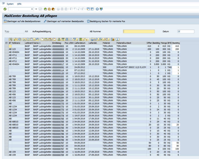 SAP Bestellbestätigung und Lieferavise einfach erfassen