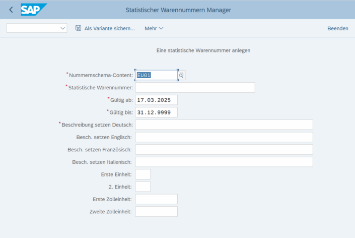 Efficient use of the SAP GUI Statistical Commodity Code ⋆ munich ...