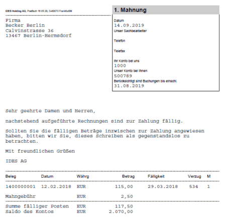 SAP Mahnung per Mail versenden - ERP Add-On