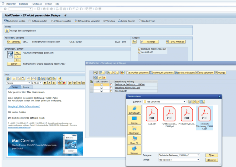 Sending SAP Mail – MailCenter Platform
